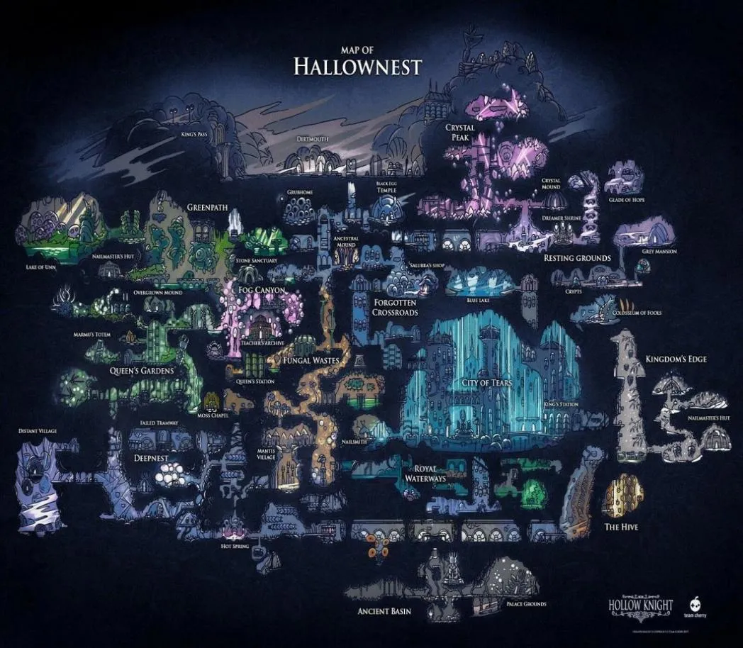Hollow Knight Map Of Hallownest Paintings 5 Styles Available Art Film ...