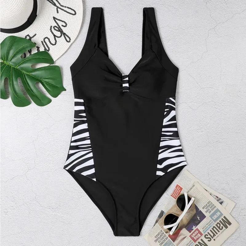 Womens Swimwear 2024 Print One Piece Large Swimsuits Closed Plus Size ...