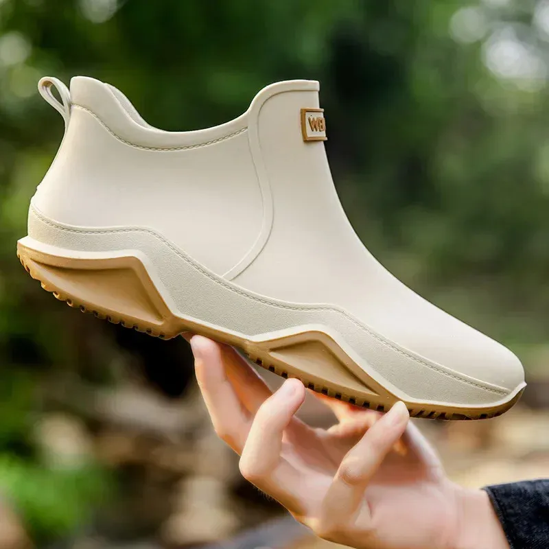 240607 Waterproof Womens Ankle Rain Boots Rubber Garden Work Shoes For ...