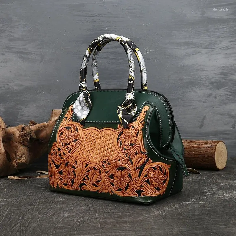 Women's Leather Carving Shoulder Bag - Retro European Style, Crossbody ...