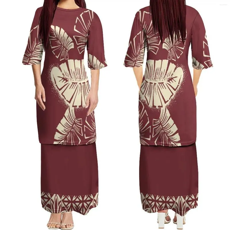 Custom Polynesian Puletasi Two-Piece Dress: Round Neck Samoan Formal ...