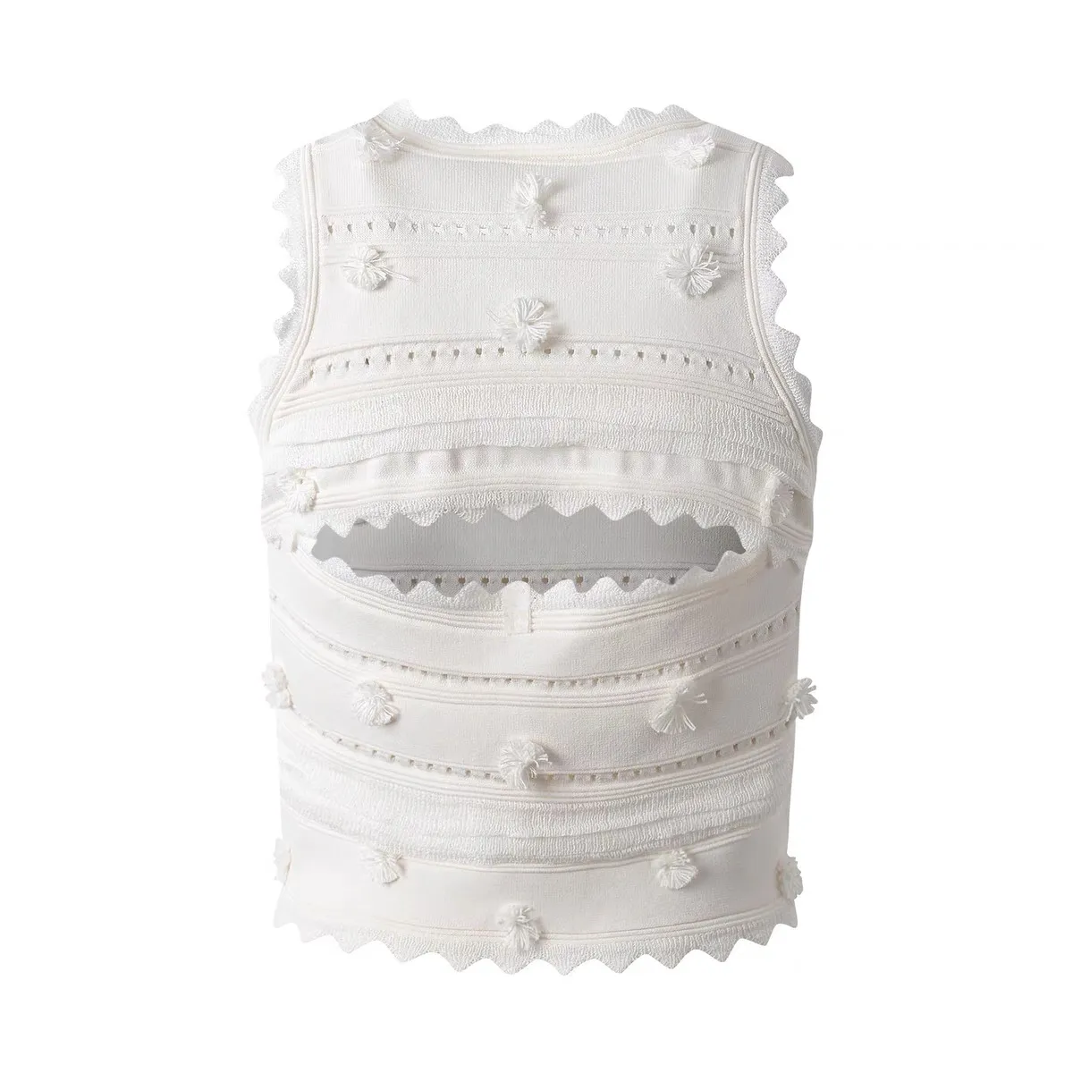 Women's sleeveless floral cut knitted sweater and half skirt set from ...