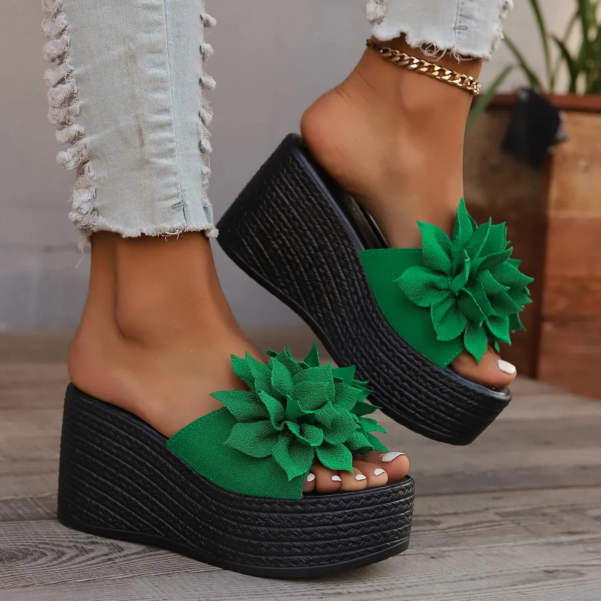 Beach Flower Slippers: Stylish Summer Wedges Sandals for Women from ...