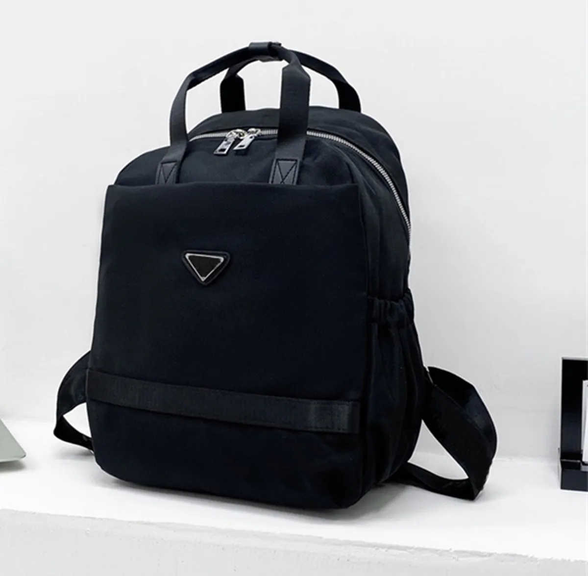 Designer Black Backpack Handbag Fashion Satchel Nylon Backpack School ...