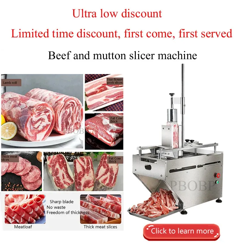 Manual CNC Single Cutting Frozen Meat Slicer for Lamb Beef Mutton Rolls ...