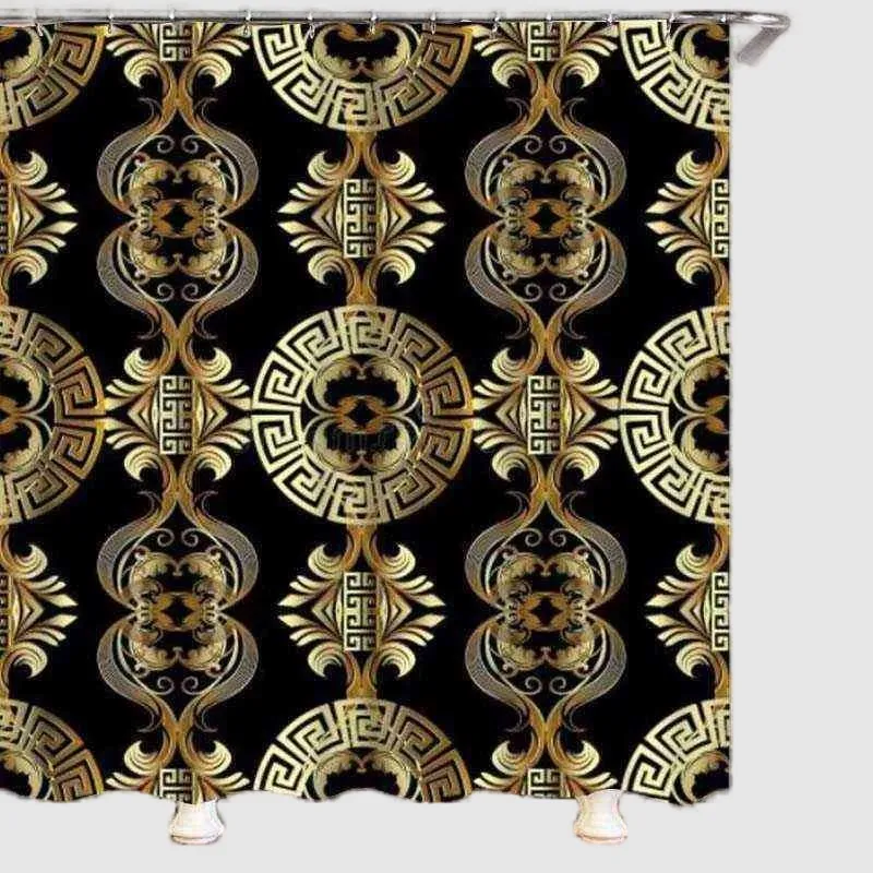 Black Gold Curtains: Geometric Bathroom Curtains Sets... From ...