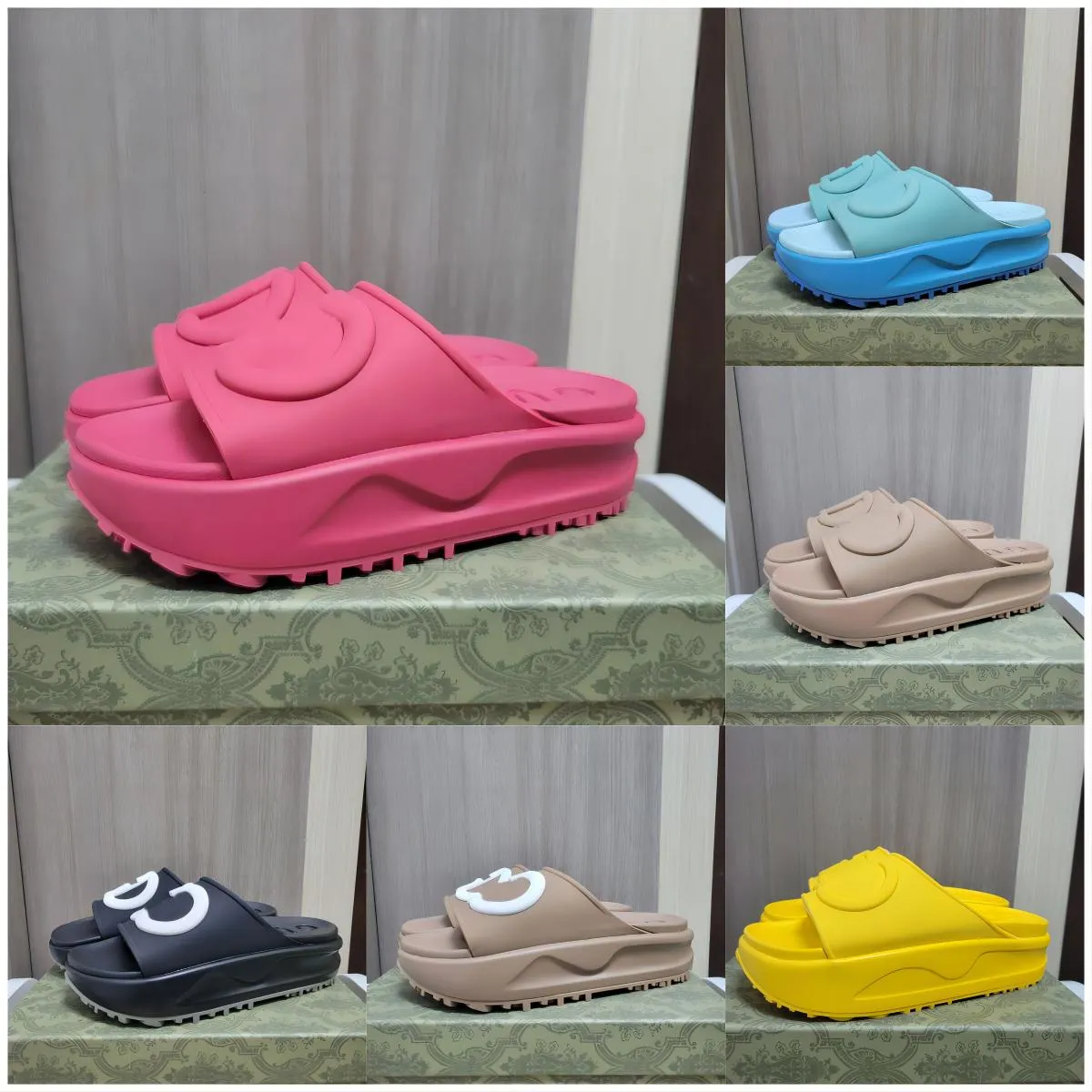 Designer Interlocking Slides For Women Hollow Platform Platform Slide ...