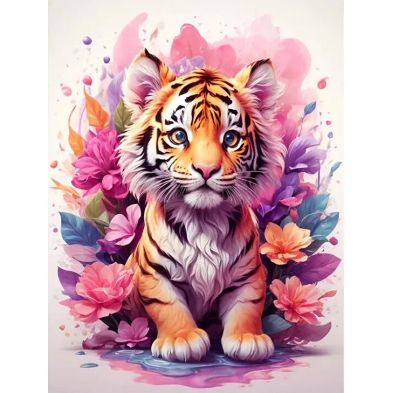 DHgate.com:The Tiger in the Flowers DIY 5D Diamond Painting Kit, Full ...