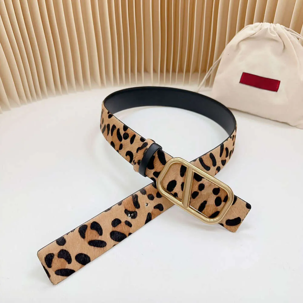 Genuine Leather Belt with Letter Buckle - Leopard Print, 4cm Wide, Men ...