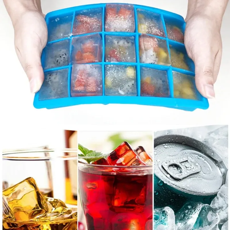 Premium Square Ice Cube Maker: NEW 24-Grid Silicone Tray for Drinks ...