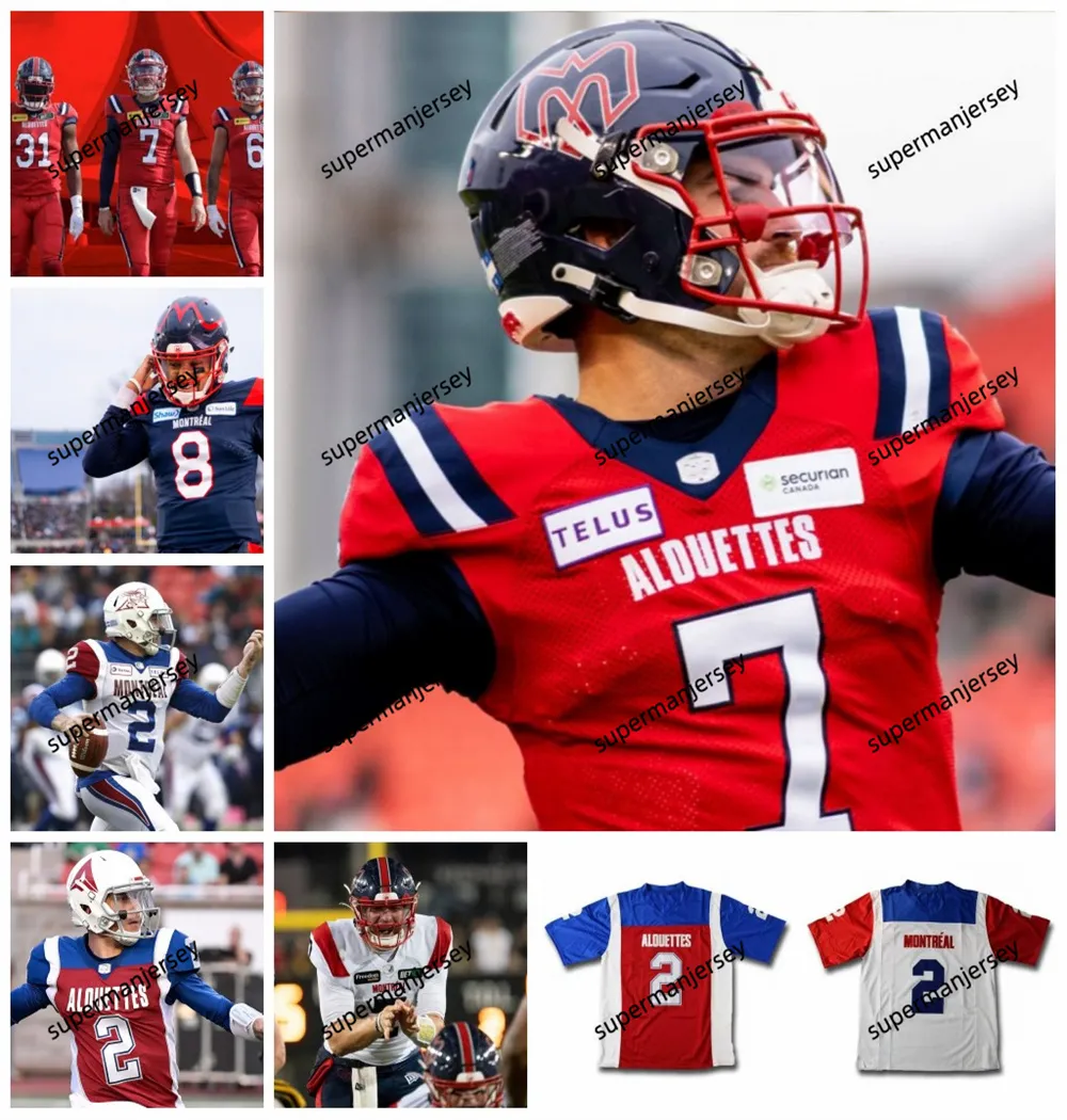 Montreal Alouettes Custom Stitched Football Jersey - Cote, Evans ...