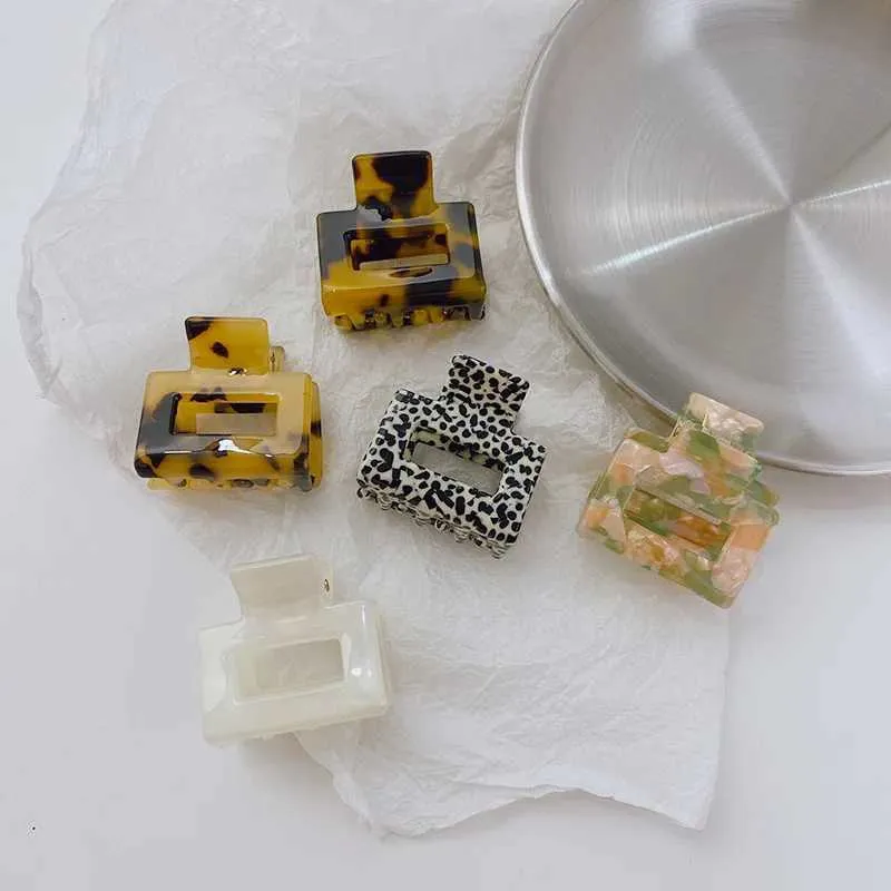 Tortoise Shell Acrylic Claw Clips: 3.5cm Square Crab Hair Clamps For ...