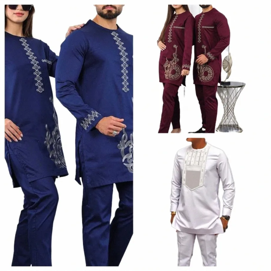 2024 African Dr Embroidered Agbada Buba Two Piece Suit For Men's Groom ...
