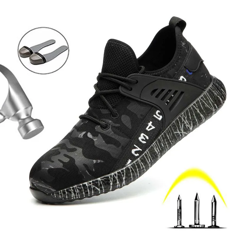 Work Safety Boots Men Steel Toe Puncture Proof Air Mesh Safety Shoes ...