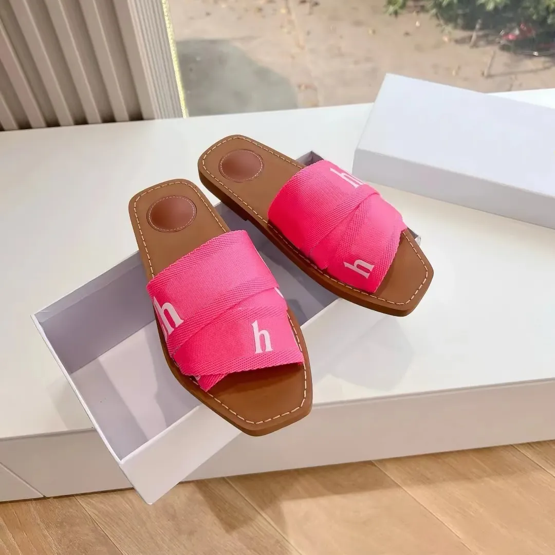 Designer Unisex Canvas Embroidered Slippers Luxury Flat Beach, Pool ...