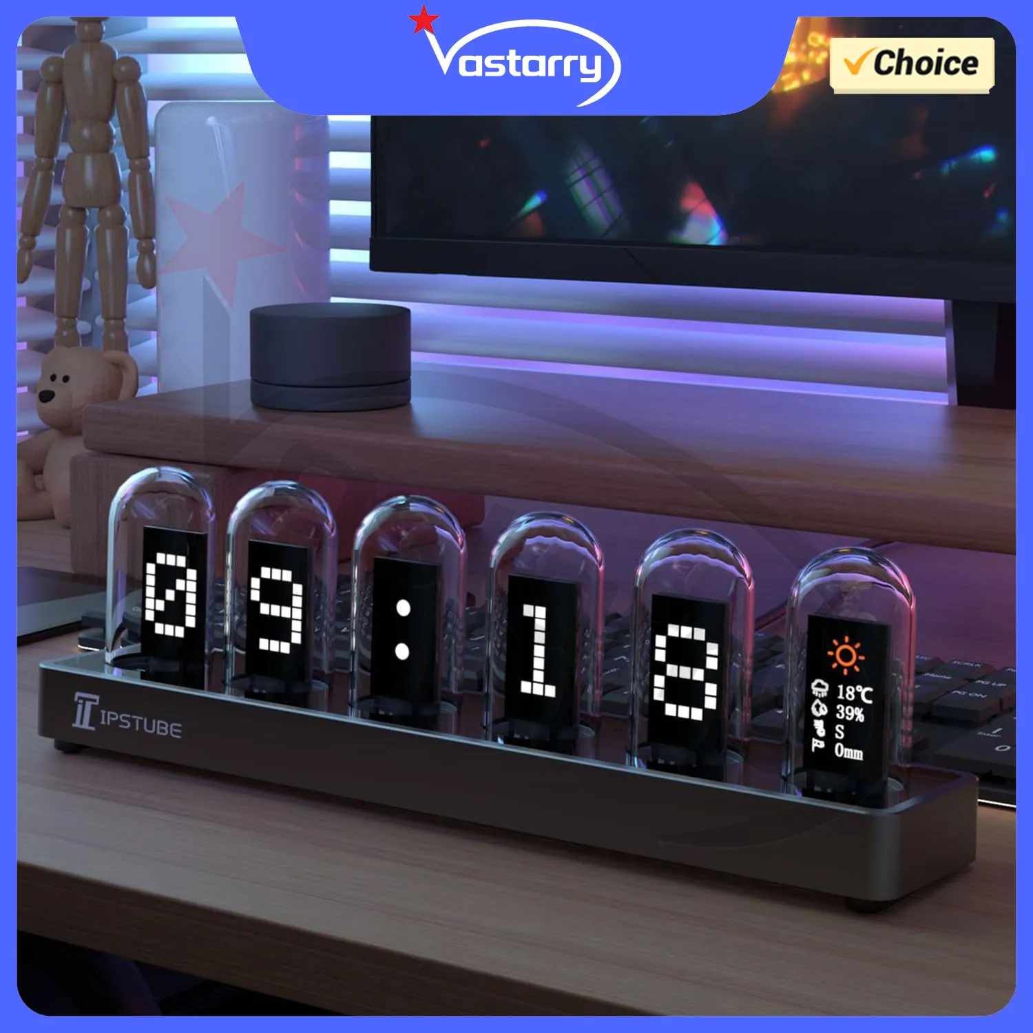 Nixie Glow Tube Clock Countdown With Seconds IPS Color Screen Digital ...