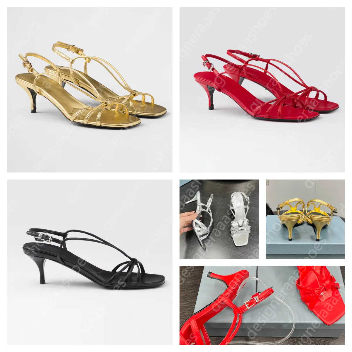 Bulk Designer Black Kitten Heel Gold Kitten Heel Sandals For Women ...