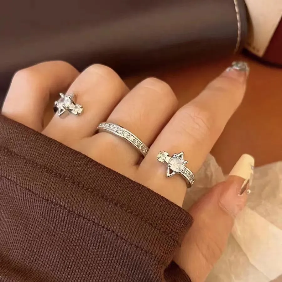 Designer Jewelry Box 14 Karat Gold Cubic Zirconia Rings, Double Finger ...