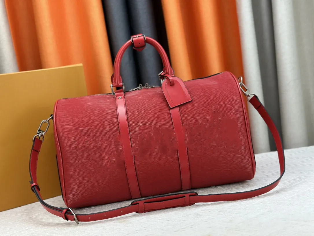 Leather Duffel Bag Genuine Leather Crossbody Handbag with Lock and ...
