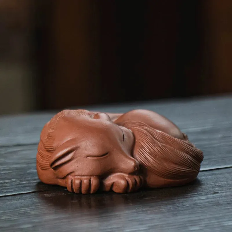 DHgate.com:2024Purple Clay Fox Tea Pet Statue Ornament: Handmade ...