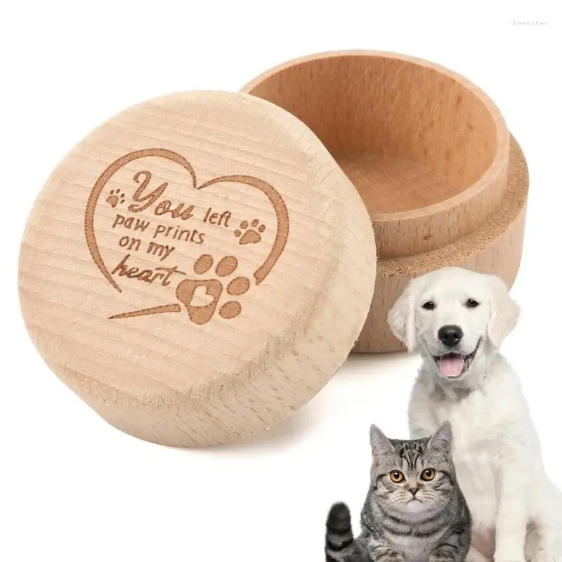 Pet Memorial Keepsake Box - Wooden Pet Ashes Container, Dog & Cat Hair ...