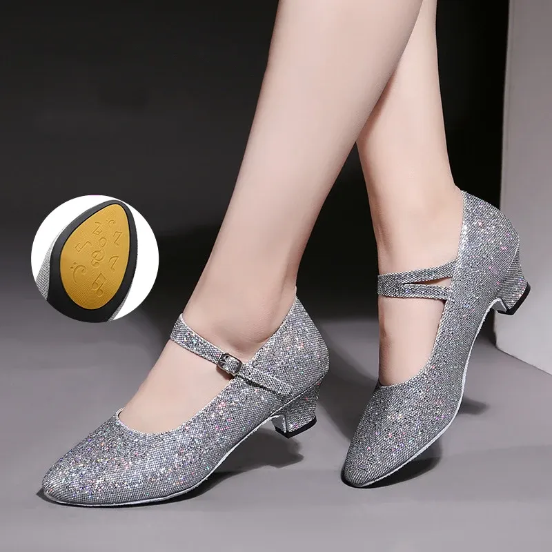 Latin Dance Shoes Lady Closed Toe Salsa Pumps Low Heels Sandals ...