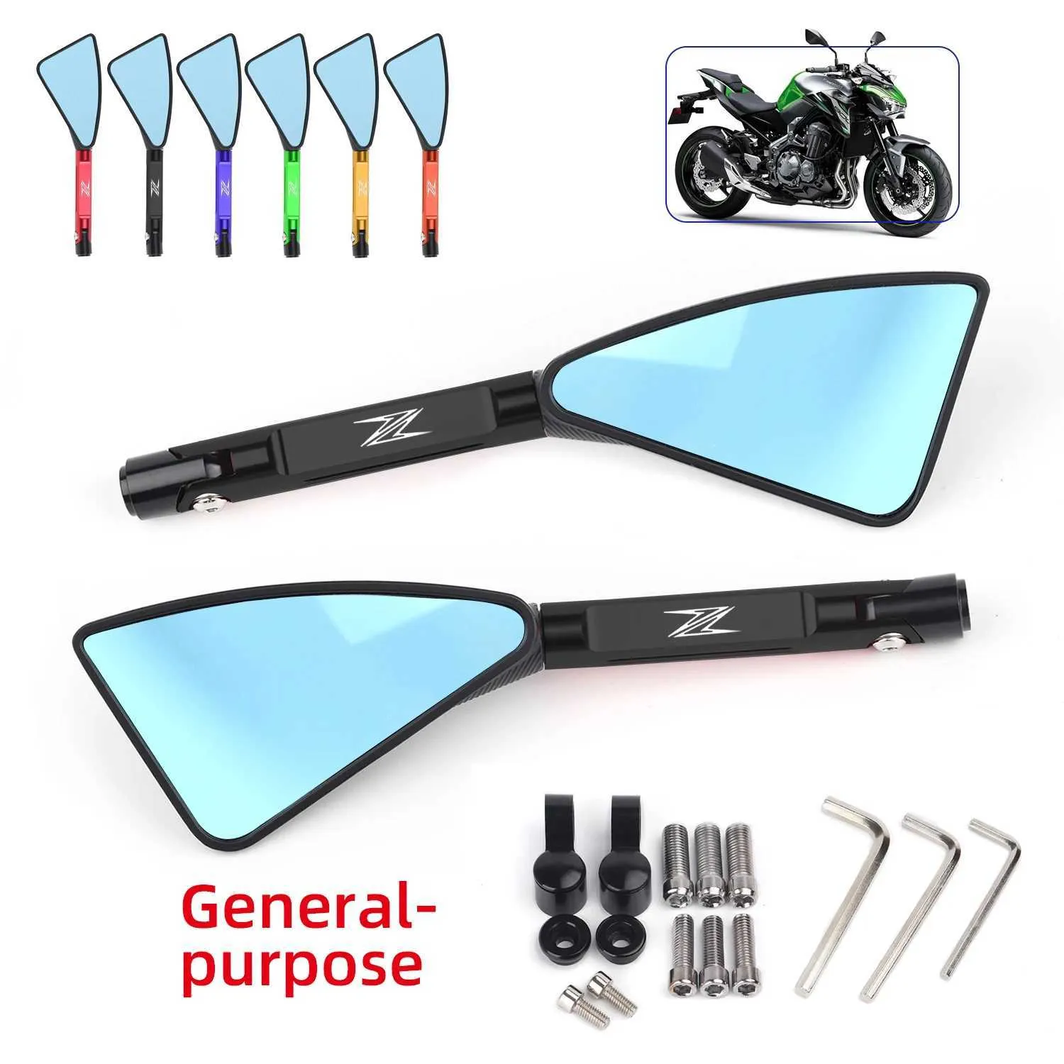 Universal CNC Motorcycle Bar End Mirrors Side Rearview for Kawasaki ...