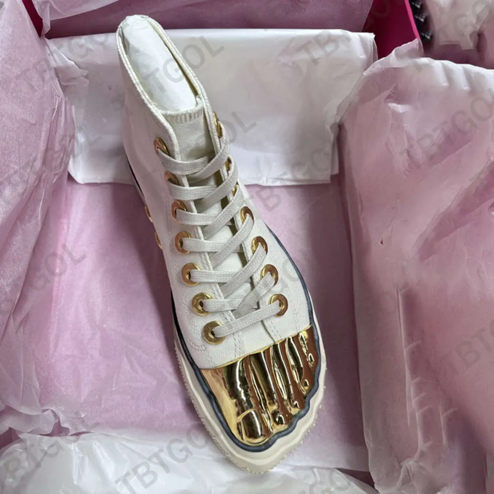 Designer High Top Sneakers for Women with Gold Toe Detail - Lace Up ...