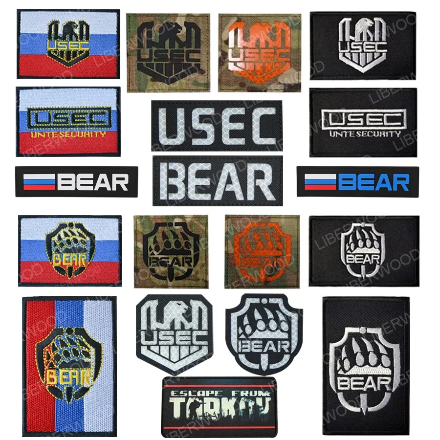 Russia Escape From Tarkov USEC BEAR Cheap Embroidered Patches Infrared Reflective IR Applique ...