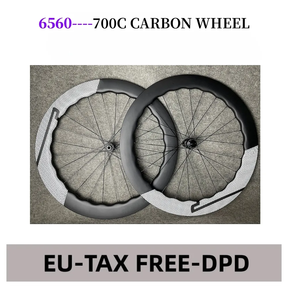 Carbon Road 650b Bike Wheels 6560cc 700c, 25x65mm Disc Brake Clincher ...