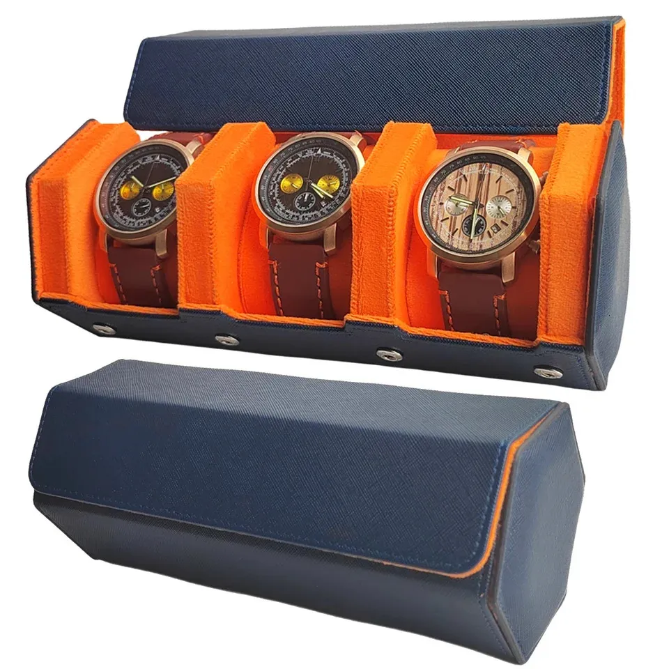 3 Slot Hexago Watch Roll Travel Case Portable Vintage Leather Watch ...