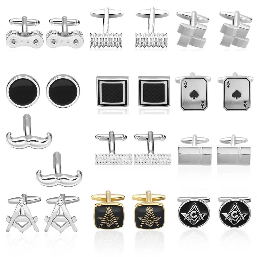 Designer Cufflinks Luxury French Cuff Links Poker Masonic Cloud Wedding ...