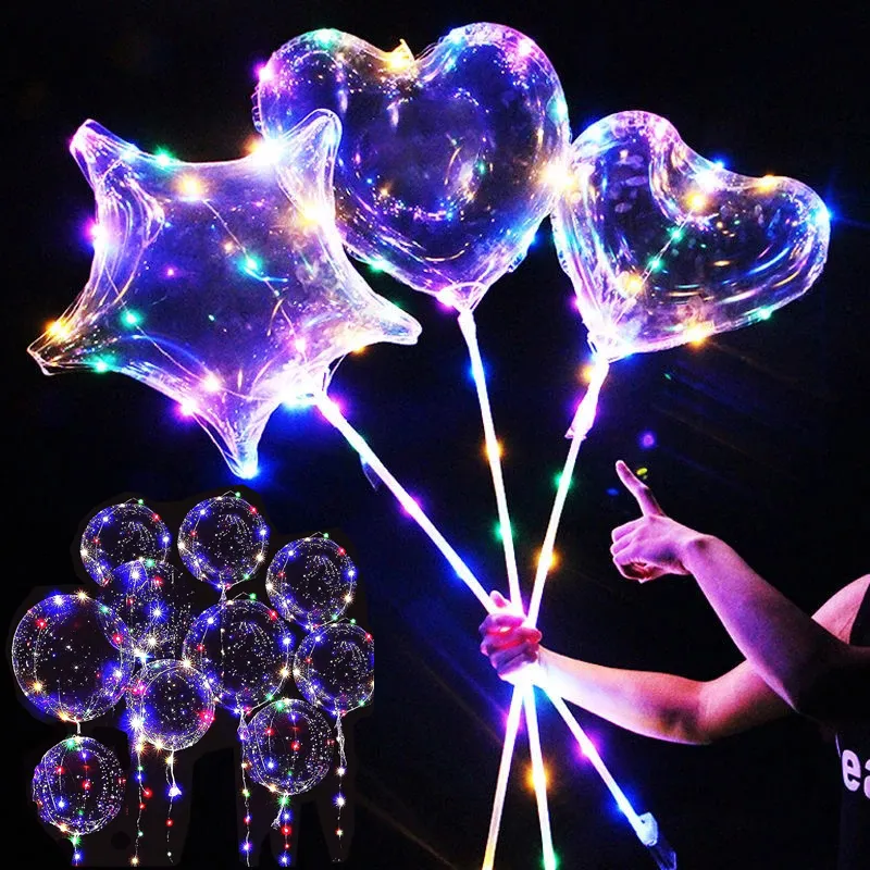Luminous 20 Inch LED Bobo Balloons - Colorful Inflatable Clear Bubble ...