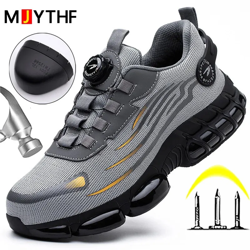Rotating Button Safety Shoes Men Anti-smash Anti-puncture Work Boots ...