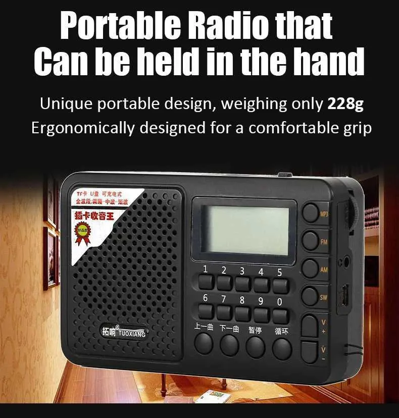 DHgate.com:Full Band Portable Radio, LCD Display, 3.5mm Headphone Jack, FM/AM/SW Receiver, USB ...