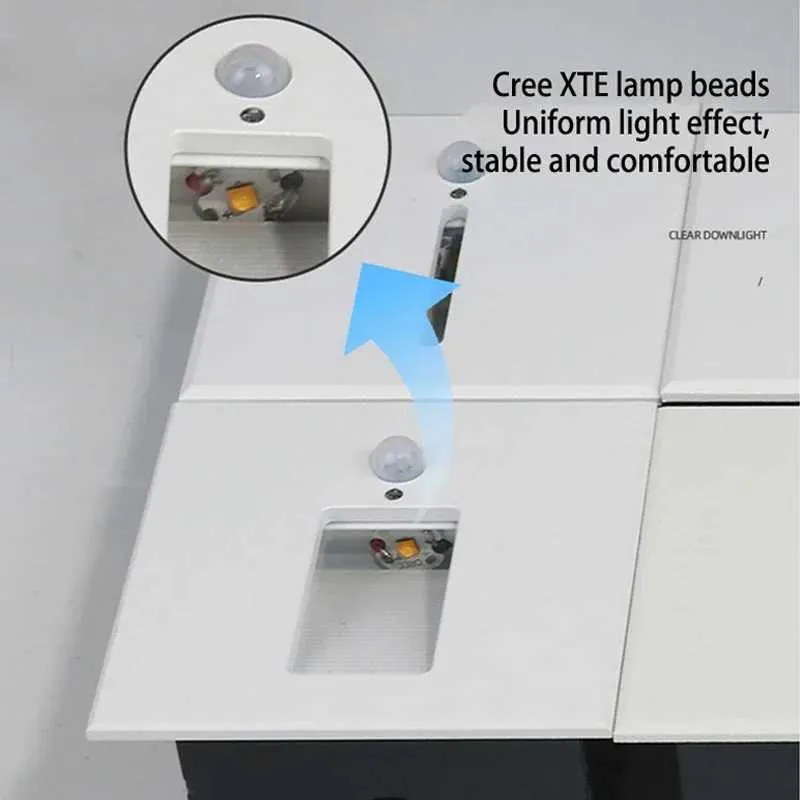 3W Human Body Sensing Step Motion Sensor Light Indoor For Outdoor Wall ...