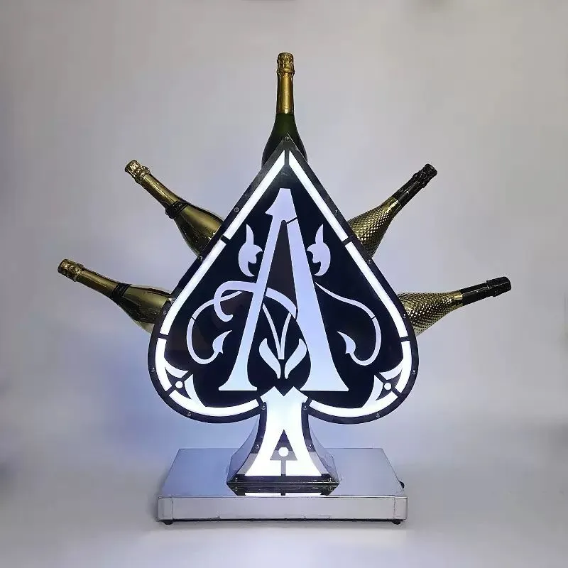 Glowing Ace of Spades Champagne Bottle Display Stand - Luxurious LED ...