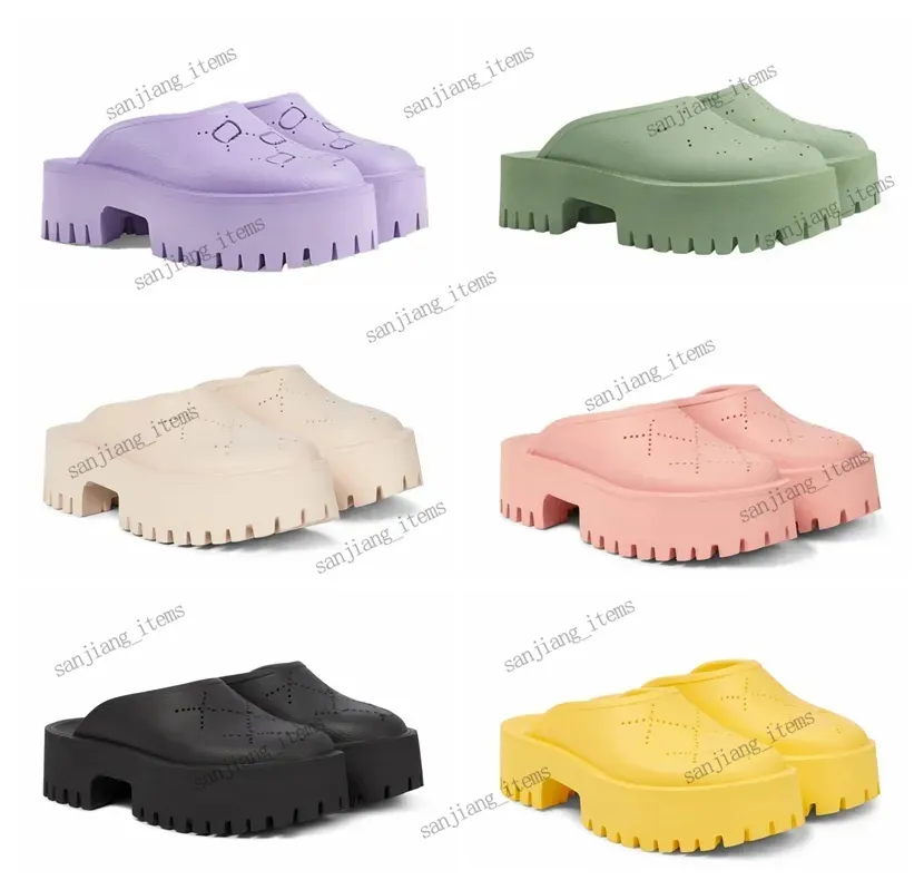 Italian Mid Heel Rubber Chunky Clogs With Thick Bottom And Non Slip ...