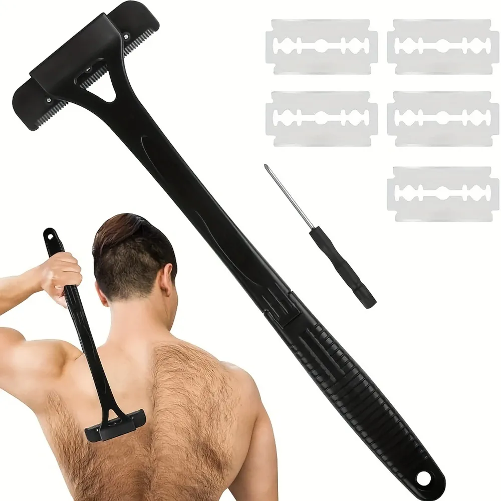 Men's Back Hair Remover Body Shaver Razor with Extra Long Handle and 5 ...