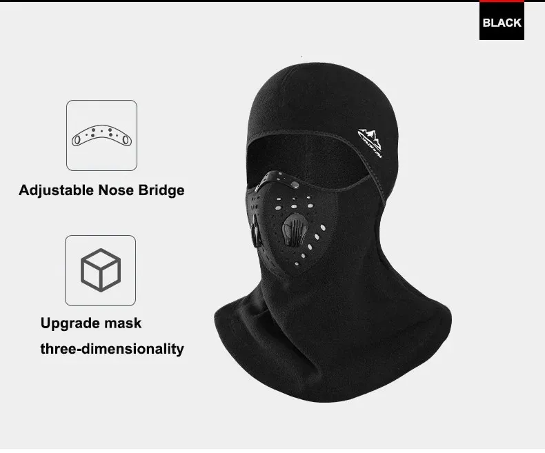Winter Ski Mask Fleece Balaclava with Filter Windproof Full Face Cover ...