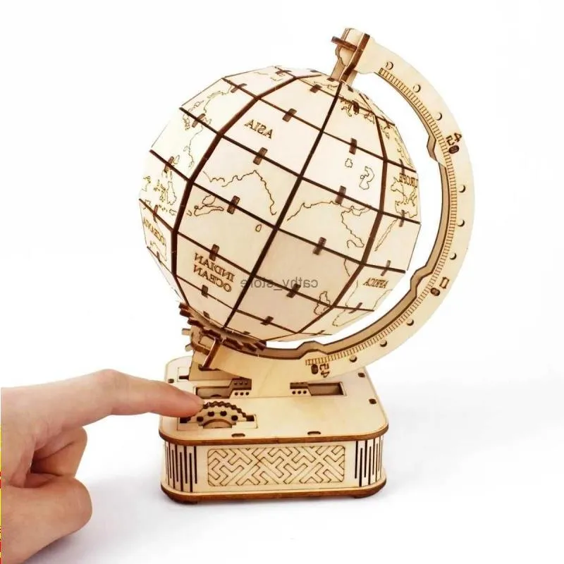 DIY 3D Globe Wooden Globe Puzzle 3d Kit For Kids Geology Assembling Building Block With Earth ...