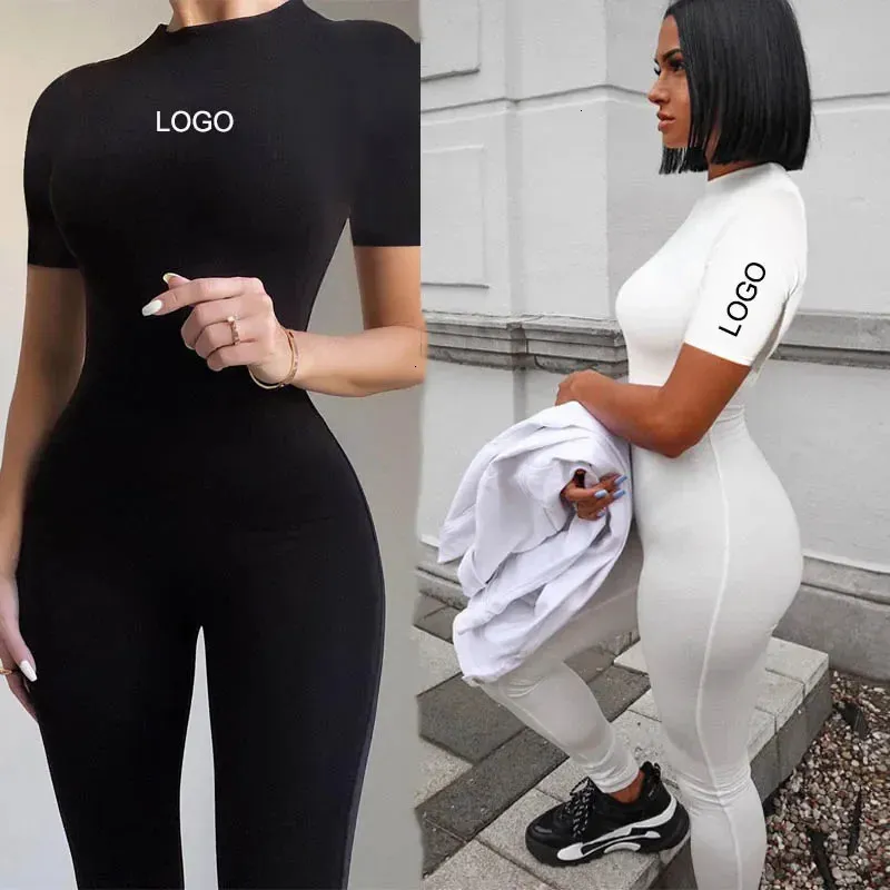 Custom Fashion Women's Jumpsuit Casual Solid Color Sports Playsuit ...