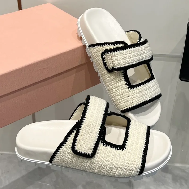 Bulk Designer Slide Sandals Womens Crochet Knit Slides: Lambskin Hook ...