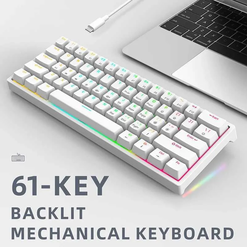 61 Key RGB Mechanical Gaming Quiet Mechanical Keyboard With Type C ...