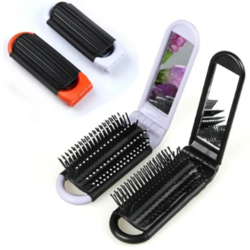 Professional Folding Travel Hair Comb with Compact Mirror, Portable ...