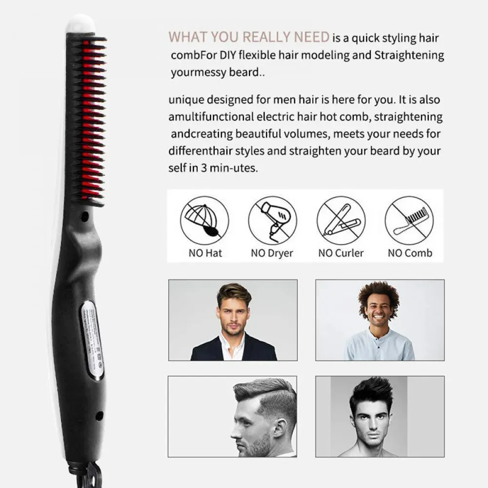 Beard Hair Straightener Portable Straight Beard Comb Multi-purpose Hair ...