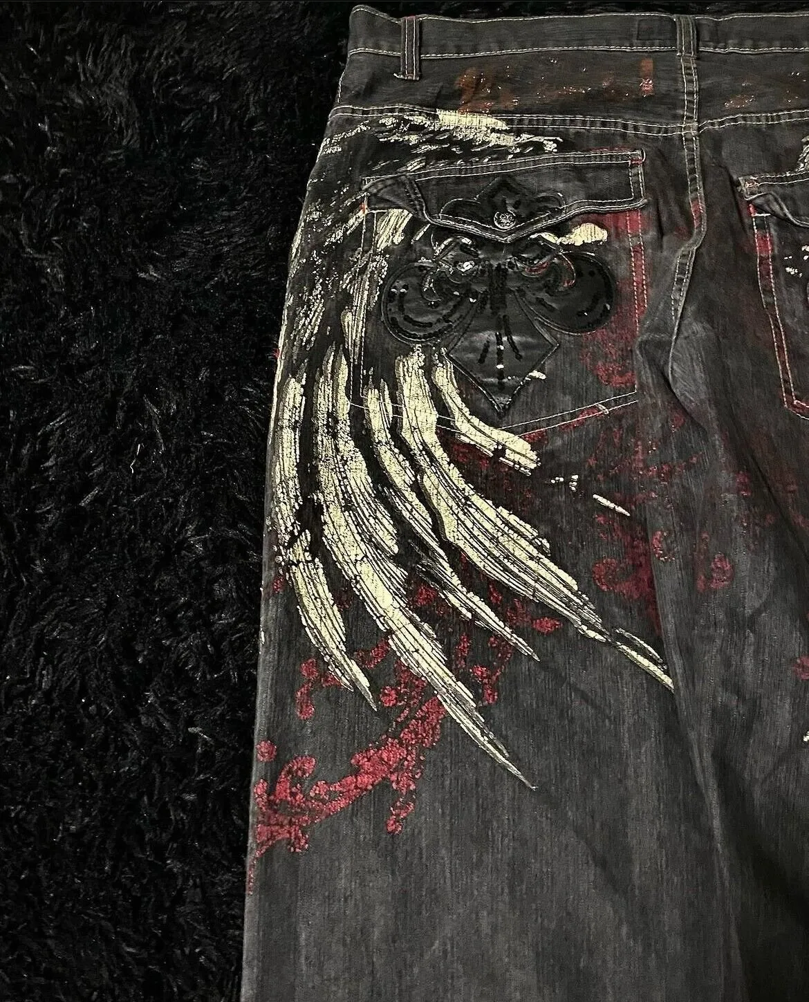 DHgate.com:Y2K Hip-Hop Retro Embroidery Wide-Leg Jeans DHgate.com:Y2K Hip-Hop Retro Embroidery Wide-Leg Jeans