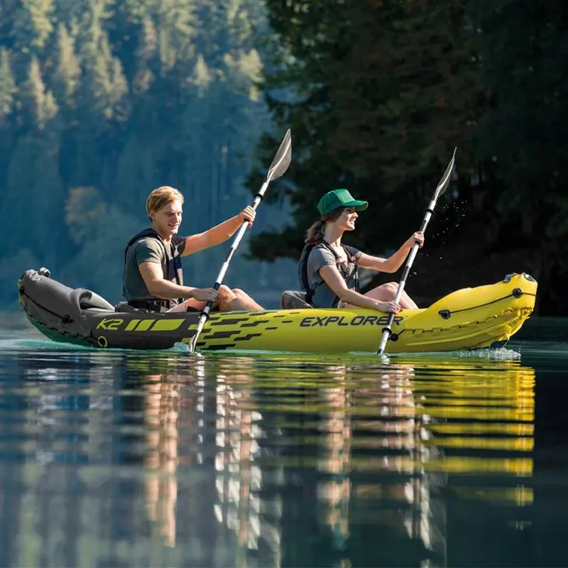 Intex Explorer K2 2-Person Inflatable Kayak w/Oars, Green/Blue/White ...