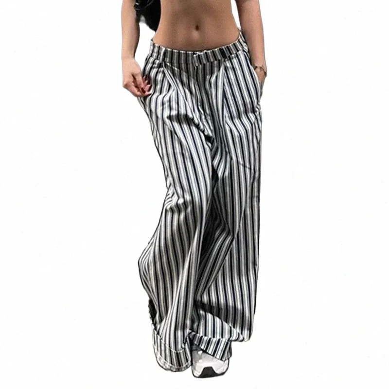 Rockmore Striped Low Waist Wide Leg Pants Women Old Mey Style