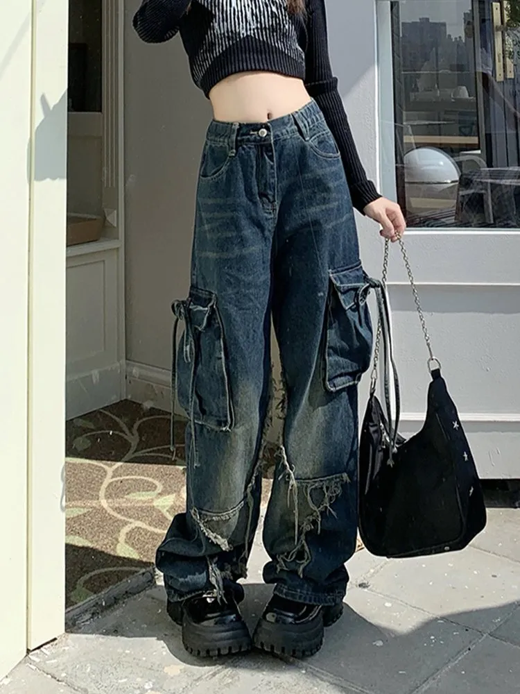 DHgate.com:Y2K Starry Wide-Leg Jeans: High-Waisted Elastic DHgate.com:Y2K Starry Wide-Leg Jeans: High-Waisted Elastic